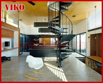 China Spiral StaircaseVH37S  Tread Stainless Steel Aluminum Stair Curved Glass Handrail 304 Stainless Steel 12mm Glass for sale