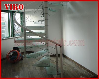 China Spiral StaircaseVH40S  Aluminum  Spiral Stainless Steel Stair Tread Glass  Curved Glass Handrail 304 Stainless Steel for sale