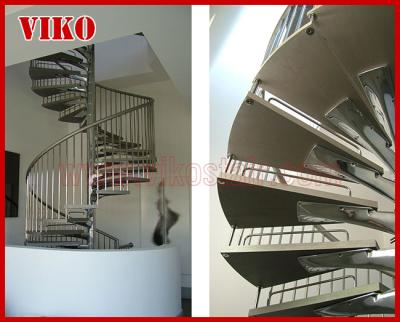 China Spiral StaircaseVH40S Tread Beech  Aluminum 304 Stainless Ste  Baluster  Stair Curved Glass Handrail 304 Stainless Steel for sale