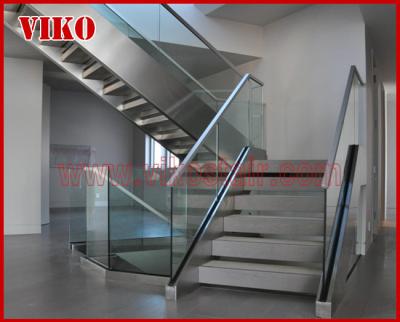 China Double Steel Plate Staircase VK28S ，Wooden ，Beech Tread , Carbon Steel Stringer, Stainless Steel, Power Coated, for sale