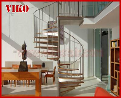 China Spiral StaircaseVH44S Tread BeechAluminum Baluster Glass Handrail 304 Stainless Steel Carbon Steel 	Powder-coated for sale