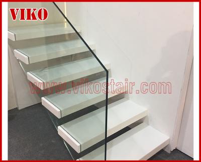 China Floating Staircase VK38S Floating Stair Tempered GlassLED Light strip, Stringer: 5mm+5mm(Thickness), Dia 6mm Steel Cable for sale