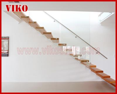 China Floating Staircase VK57C 304 stainless steel Tread American Oakstrip Stringer Beech StringerStainless Steel Powder for sale