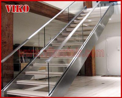 China Double Steel Plate Staircase VK49S  Tempered GlassLED Light strip, Stringer: 5mm+5mm(Thickness), Dia 6mm Steel Cable for sale