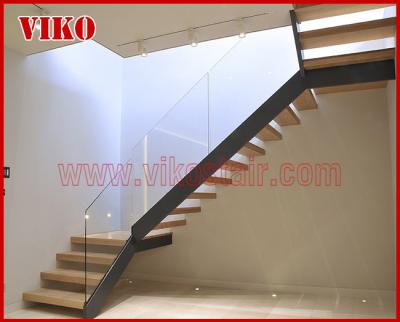 China Double Steel Plate Staircase VK50S  Tempered GlassLED Light strip, Stringer: 5mm+5mm(Thickness), Dia 6mm Steel Cable for sale