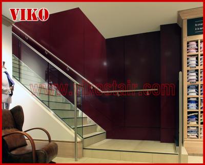 China Double Steel Plate Staircase VK55S  Tread beech ,Railing tempered glass, Handrail b eech Stringer,carbon for sale
