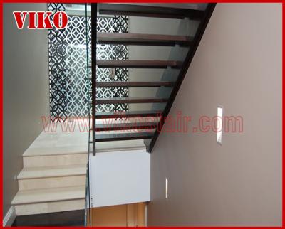 China Double Steel Plate Staircase VK56S  Tread beech ,Railing tempered glass, Handrail b eech Stringer,carbon for sale