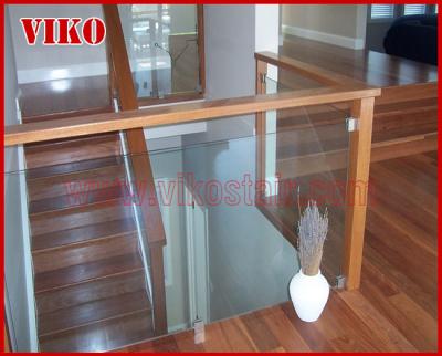 China Double Steel Plate Staircase VK57S  Tread beech ,Railing tempered glass, Handrail b eech Stringer,carbon for sale