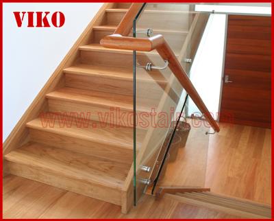 China Double Steel Plate Staircase VK61S  Tread beech ,Railing tempered glass, Handrail b eech Stringer,carbon for sale