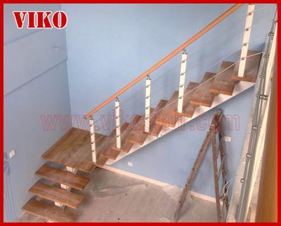 China Steel Cable Stair VK67SC Tread Beech glass Aluminum Baluster Glass Handrail 304 Stainless Steel Carbon SteelPowder-coate for sale