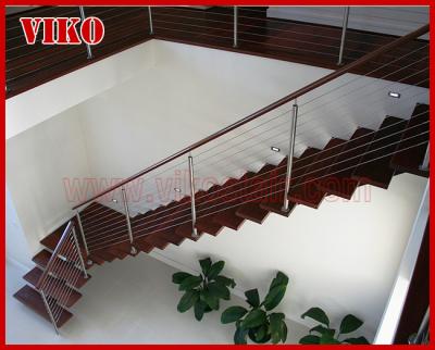 China Steel Cable Stair VK69SC TreadAmerican Oak Aluminum Baluster Glass Handrail 304 Stainless Steel Carbon SteelPowder-coate for sale