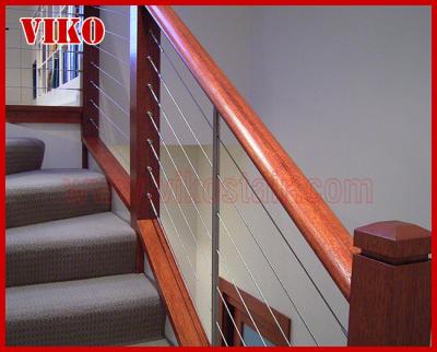 China Steel Cable Stair VK75SC  Aluminum Baluster  Treed Beech  Handrail 304 Stainless Steel  Glass Carbon Steel Powder-coate for sale