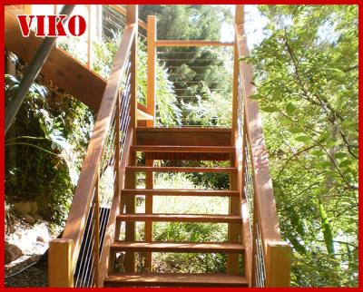 China Steel Cable Stair VK76SC  Aluminum Baluster  Treed Beech  Handrail 304 Stainless Steel  Glass Carbon Steel Powder-coate for sale