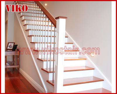 China Wrought Iron Staircase VK76S  Wrought Iron Handrail Tread Beech ,Railing tempered glass, Handrail b eech Stringer,carbon for sale