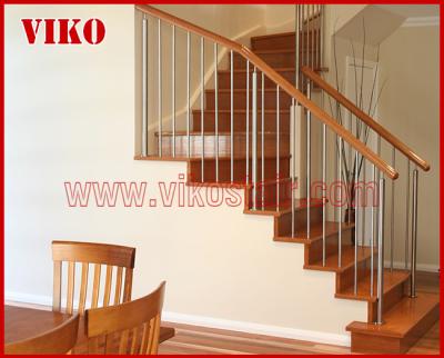 China Wrought Iron Staircase VK78S  Wrought Iron Handrail Tread Beech ,Railing tempered glass, Handrail b eech Stringer,carbon for sale