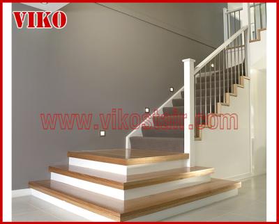 China Wrought Iron Staircase VK80S  Wrought Iron Handrail Tread Beech ,Railing tempered glass, Handrail b eech Stringer,carbon for sale