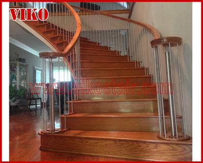 China Wrought Iron Staircase VK87S  Wrought Iron Handrail Tread Beech ,Railing tempered glass, Handrail b eech Stringer,carbon for sale
