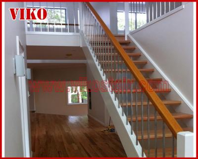 China Wrought Iron Staircase VK88S  Wrought Iron Handrail Tread Beech ,Railing tempered glass, Handrail b eech Stringer,carbon for sale