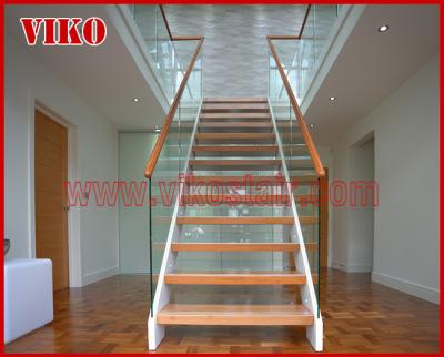 China Solid Wood Staircase VK93S Beech Handrail Tread Beech ,Railing tempered glass, Handrail b eech Stringer,carbon for sale