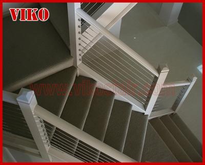 China Steel Cable Stair VK80SC   Aluminum  Carbon Steel Powder-coate Treed Beech Wooden  Handrail 304 Stainless Steel  Glass for sale