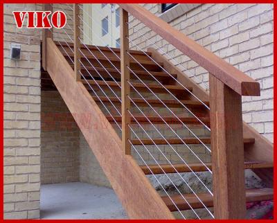 China Steel Cable Stair VK81SC  Treed Beech  Aluminum  Carbon Steel Powder-coate Wooden  Handrail 304 Stainless Steel  Glass for sale