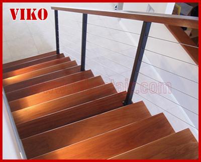 China Steel Cable Stair VK83SC   Carbon Steel Powder-coate  Treed American Oak  Aluminum Wooden Handrail 304 Stainless Steel for sale