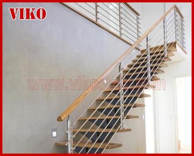 China Steel Cable Stair VK86SC  Wooden Handrail  Treed American Oak  Carbon Steel Powder-coate Aluminum 304 Stainless Steel for sale