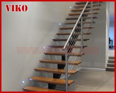 China Steel Cable Stair VK87SC   304 Stainless Steel  Handrail  Treed American Oak Carbon Powder-coate Aluminum Wooden for sale