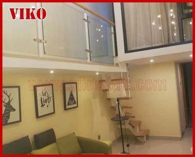 China Steel Cable Stair VK90SC  WoodenHandrail  Treed American Oak Carbon Powder-coate Aluminum304 Stainless Steel for sale