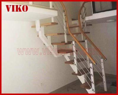 China Steel Cable Stair VK91SC  WoodenHandrail  Treed American Oak Carbon Powder-coate Aluminum304 Stainless Steel for sale