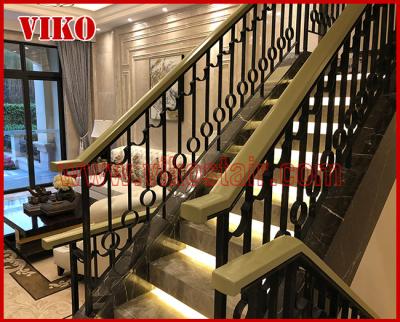 China Wrought Iron Staircase VK102S  Wrought Iron Handrail Tread Beech,Railing tempered glass, Handrail b eech Stringer,carbon for sale