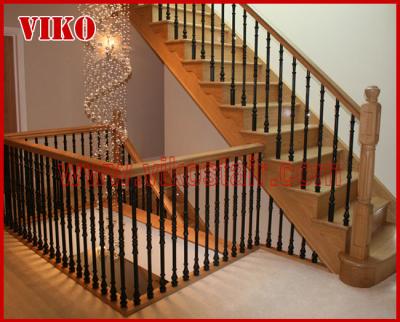 China Wrought Iron Staircase VK104S  Wrought Iron Handrail Tread Beech,Railing tempered glass, Handrail b eech Stringer,carbon for sale