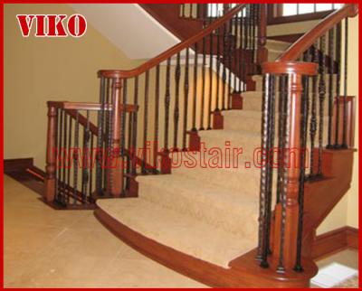 China Wrought Iron Staircase VK108S  Wrought Iron Handrail Tread Beech,Railing tempered glass, Handrail b eech Stringer,carbon for sale