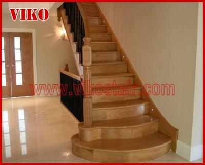 China Wrought Iron Staircase VK109S  Wrought Iron Handrail Tread Beech,Railing tempered glass, Handrail b eech Stringer,carbon for sale