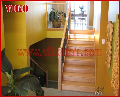 China Wrought Iron Staircase VK110S  Wrought Iron Handrail Tread Beech,Railing tempered glass, Handrail b eech Stringer,carbon for sale