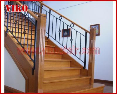 China Wrought Iron Staircase VK111S  Wrought Iron Handrail Tread Beech,Railing tempered glass, Handrail b eech Stringer,carbon for sale