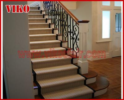 China Wrought Iron Staircase VK115S  Wrought Iron Handrail Tread Beech,Railing tempered glass, Handrail b eech Stringer,carbon for sale