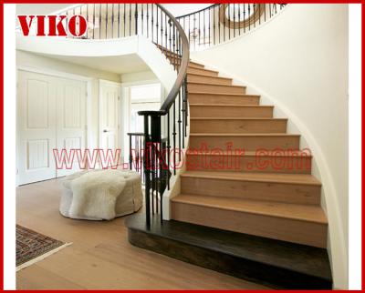 China Wrought Iron Staircase VK119S  Wrought Iron Handrail Tread Beech,Railing tempered glass, Handrail b eech Stringer,carbon for sale