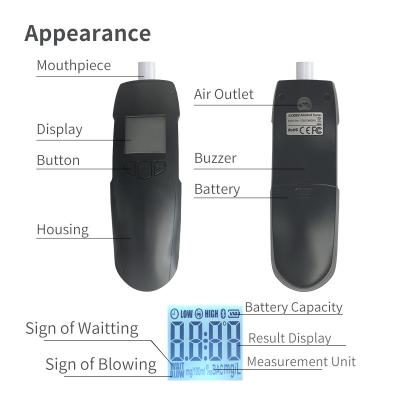 Cina Tester personale LCD a 1,54 pollici di salto dell'alcool dei Breathalyzers di Fuel Cell di tempi dell'OEM 500 in vendita