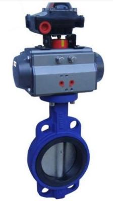 China Cast Iron Wafer Connection Butterfly Valve with Penumatic Actuator for sale