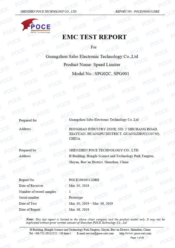 EMC Tests Reports - SABO Electronic Technology Co.,Ltd
