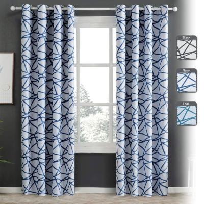 Cina Hot selling Amazon Best Selling Modern ice crackle stripe print Fancy Design living room bedroom curtains in vendita