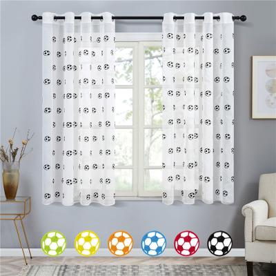Cina Hot selling Amazon Best Seller Children Prefer Football Embroidered Window Screen Light Multi-color Curtain in vendita