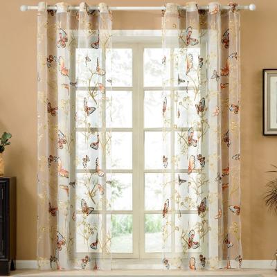Китай Butterfly Floral Noble High Quality Sheer Curtain Window Screen Living Room Bedroom Luxury Sheer Fabric Window Curtain продается