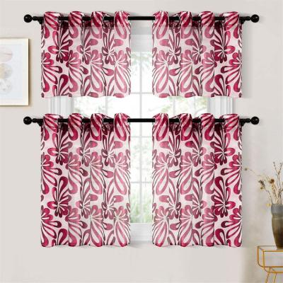 Китай Wholesale Farmhouse Embroidery Floral 3 Piece Kitchen Cafe Short Curtains Sets Short Windows Flower Short Curtains For Kitchen продается