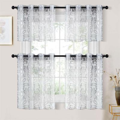 Китай Dazzling Simple Floral Pattern Luxury Floral Curtains Kitchen Short Set Embroidered Curtain Fabric продается