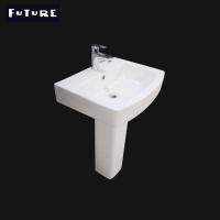 China Solid Surface Small Square Pedestal Sink  Single Tap 450mm Pedestal Basin for sale
