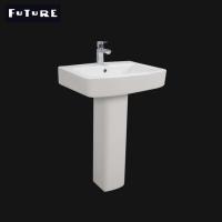 China Solid Surface Small Square Pedestal Sink  Single Tap 450mm Pedestal Basin for sale