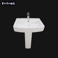 China Solid Surface Small Square Pedestal Sink  Single Tap 450mm Pedestal Basin for sale