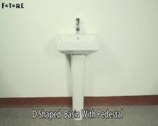 Ceramic Pedestal Wash Basin 12 Inch Pedestal Sink Floor Mounted White